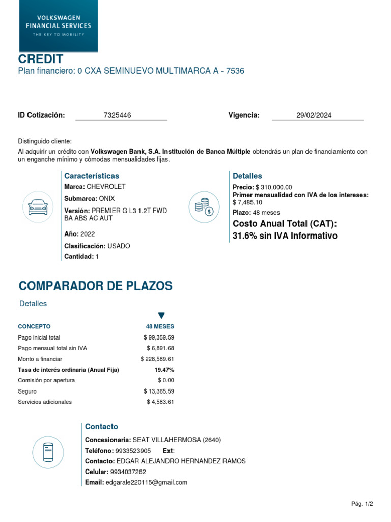 Cotizacion Onix | PDF | Bancos | Seguro