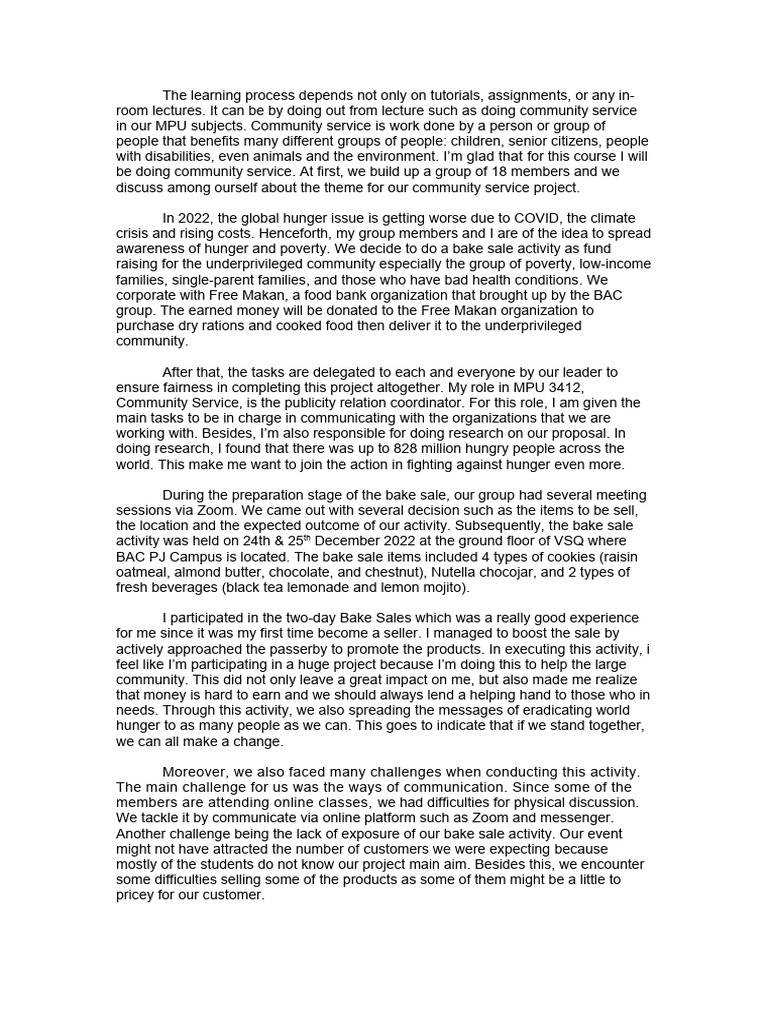 Individual Reflection Report | PDF | Poverty | Poverty & Homelessness