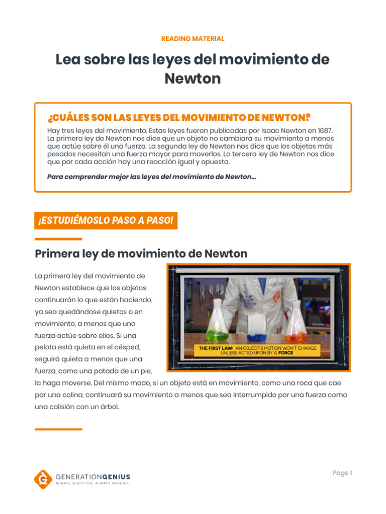 Leyes Del Movimiento de Newton Material de Lectura - 240227 - 114944 ...