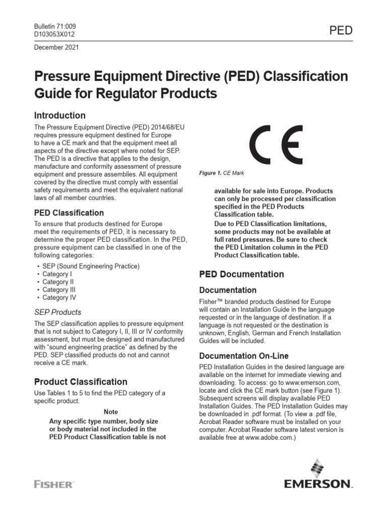 Data Sheets Pressure Equipment Directive Ped Classification Guide For ...