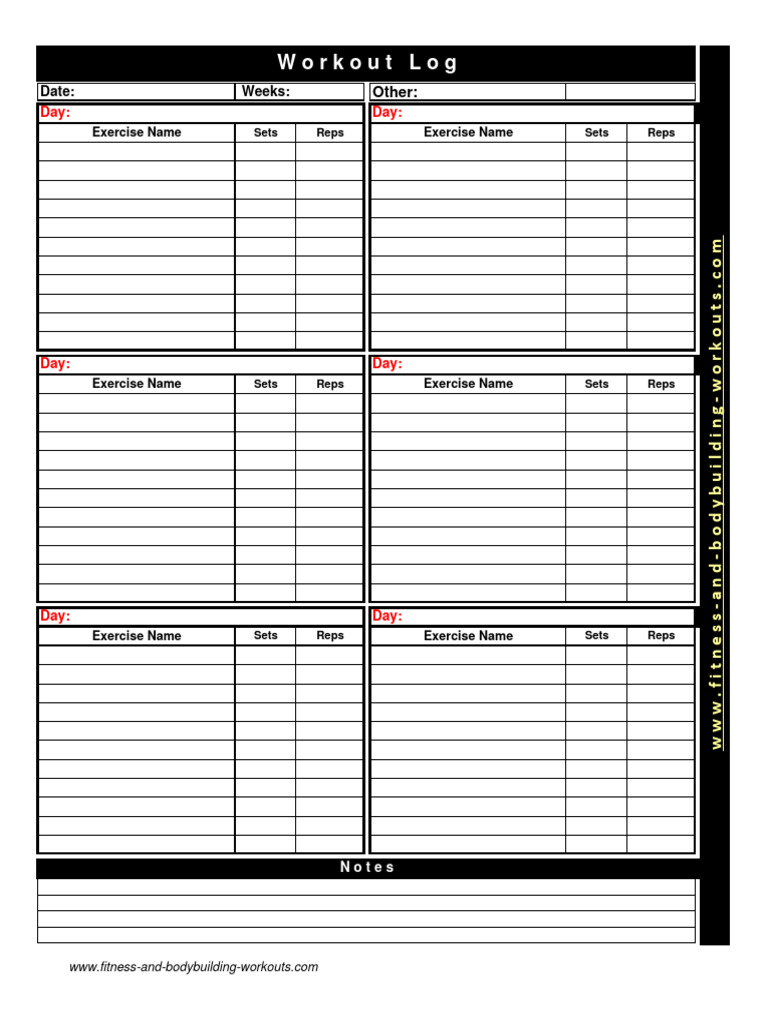 Blank Workout Chart Template | PDF