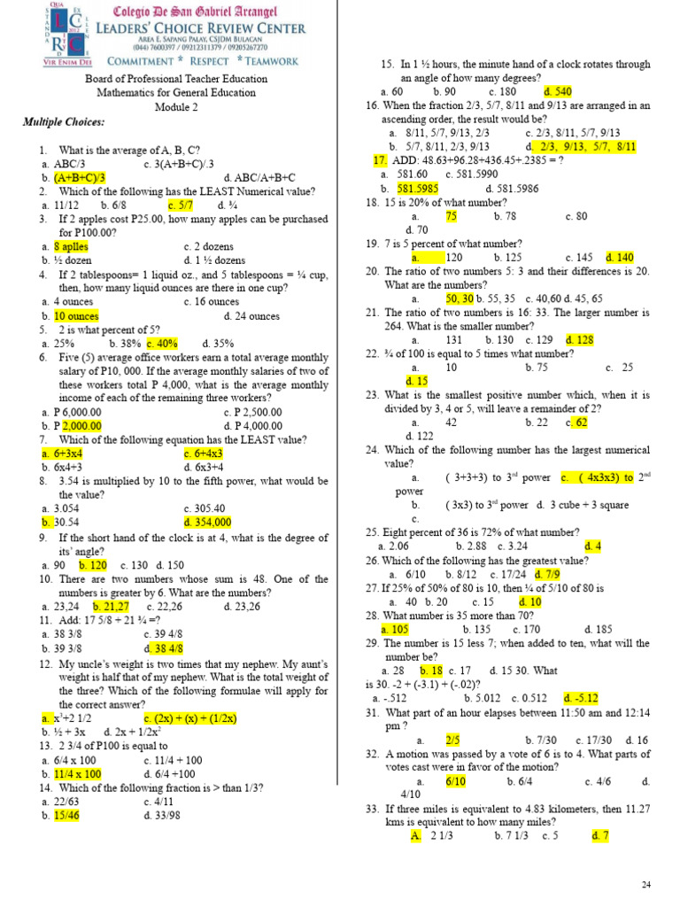 Mathematics Module 2 with answer | PDF | Mathematics