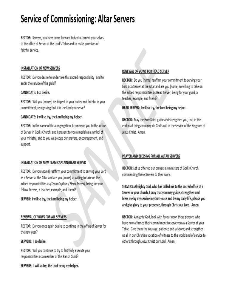 Altar Servers Commissioning Service | PDF | Altar | Jesus
