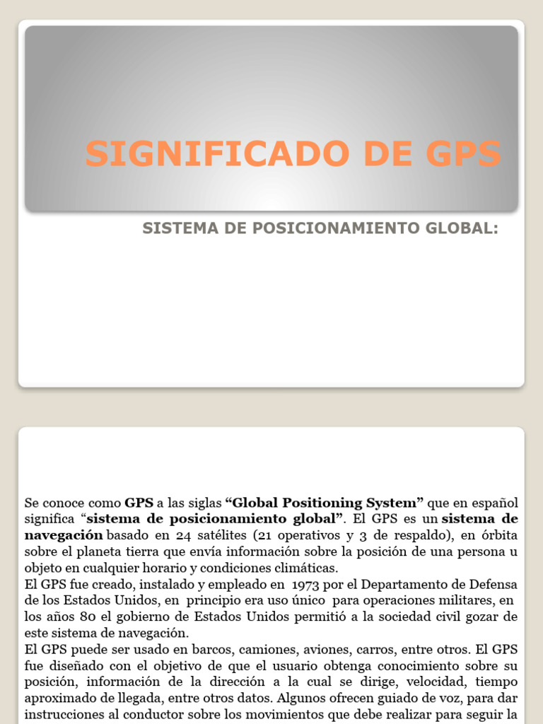 Significado de GPS | Descargar gratis PDF | Sistema de Posicionamiento ...