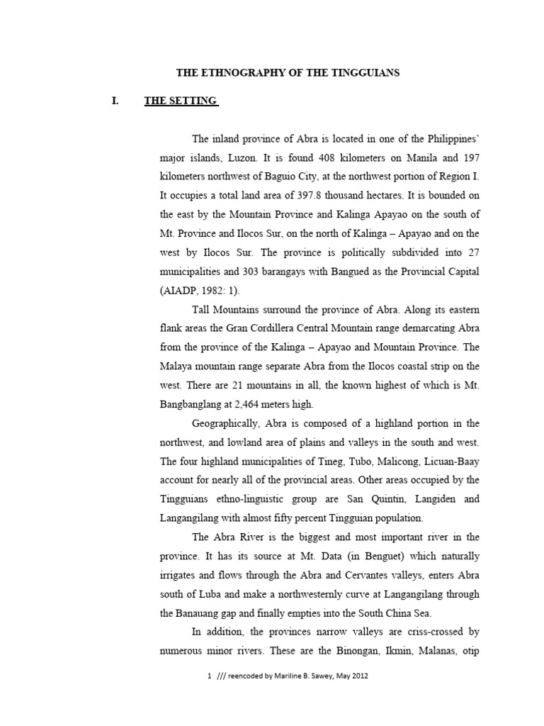 The Ethnography of The Tinggians | PDF | Engagement