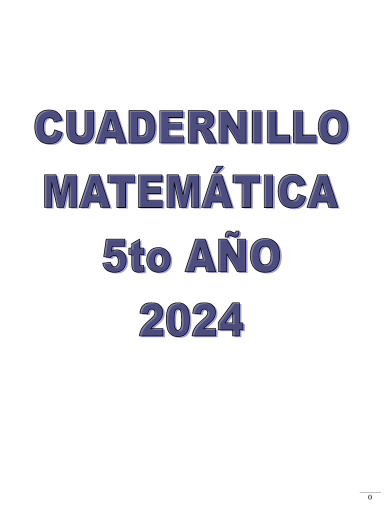 Cuadernillo Matemática 5to 2024 | PDF | Exponenciación | Logaritmo