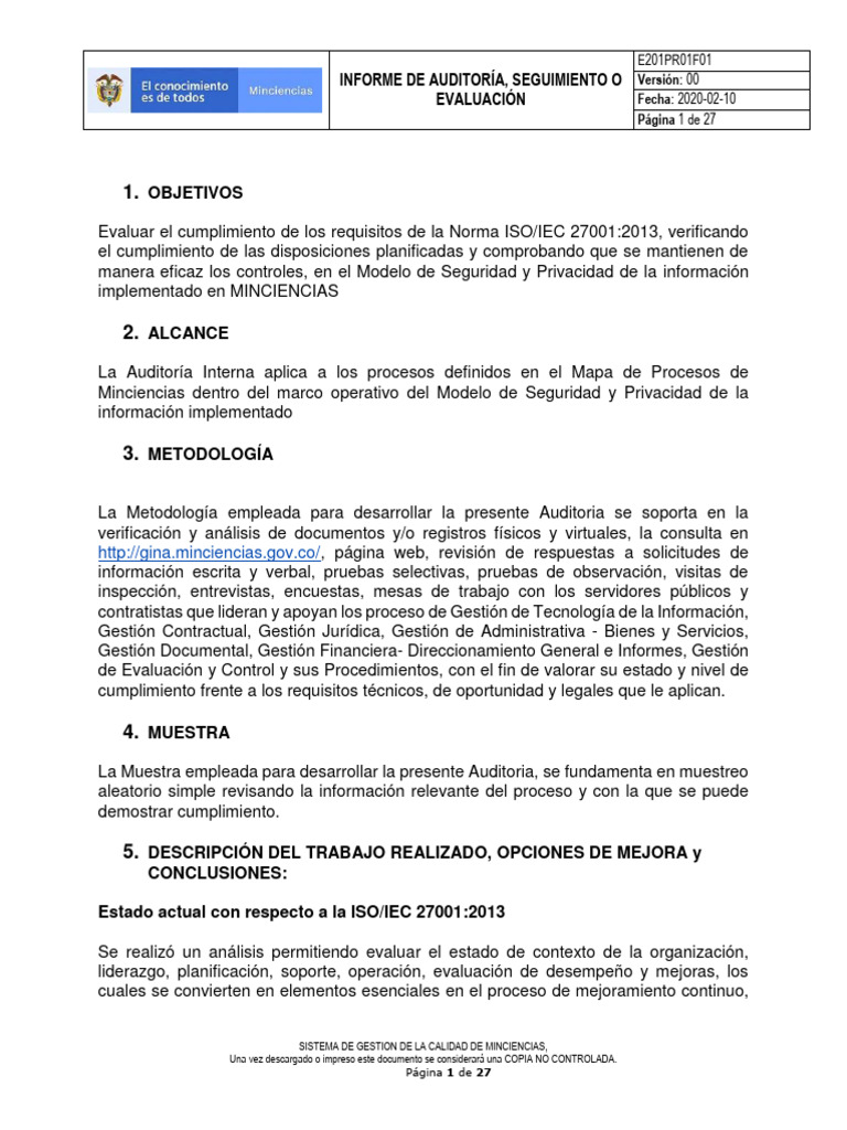 06 Auditoria Modelo de Seguridad y Privacidad de La Informacion 2021 | Descargar gratis PDF | La ...