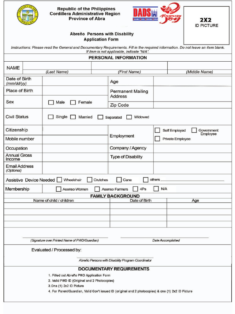 PWD Application Form | PDF