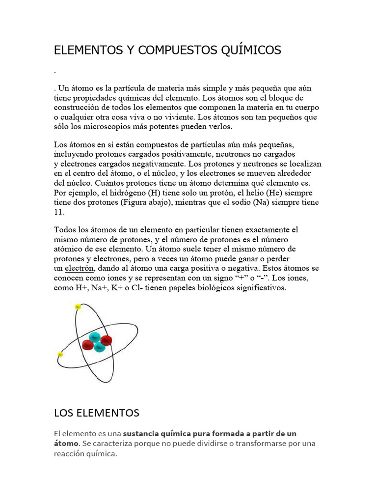 Elementos y Compuestos | Descargar gratis PDF | Mezcla | Elementos químicos