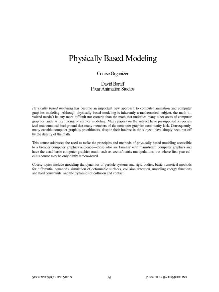 Physically Based Modeling Course Overview | PDF | Force | Ordinary ...