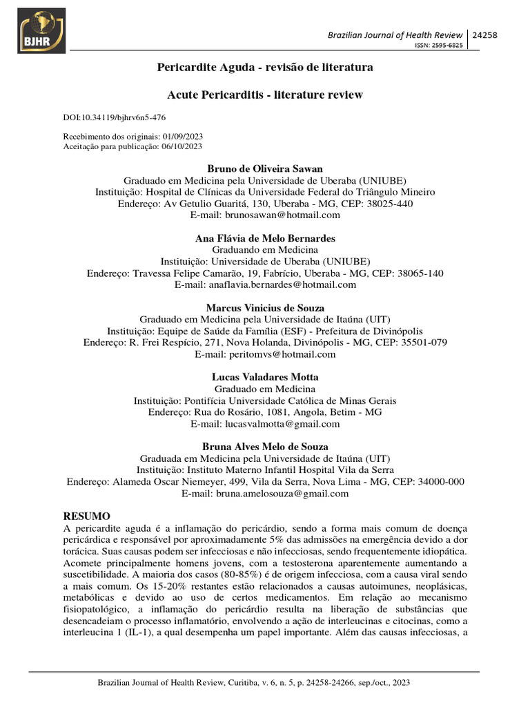 476 BJHR | PDF | Coração | Inflamação