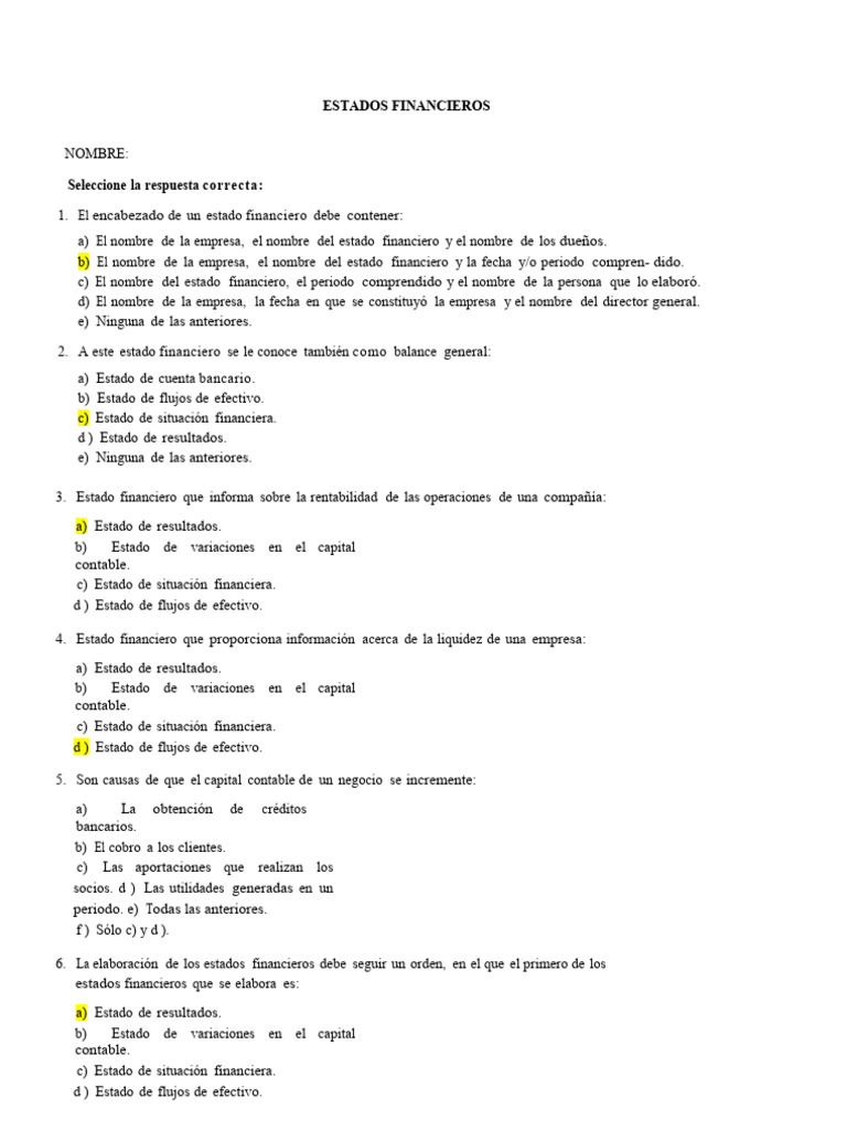 Practica Eeff Parte I y Ii | PDF | Contabilidad | Estado financiero