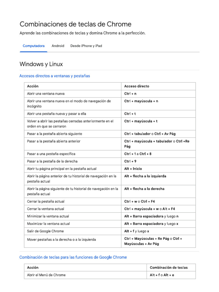 COMANDOS DE CHROME | PDF