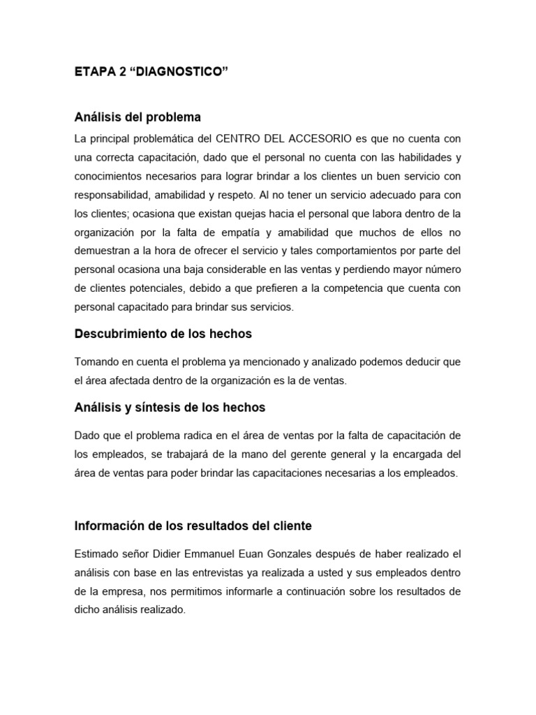 Etapa 2 Diagnostico Pdf Business