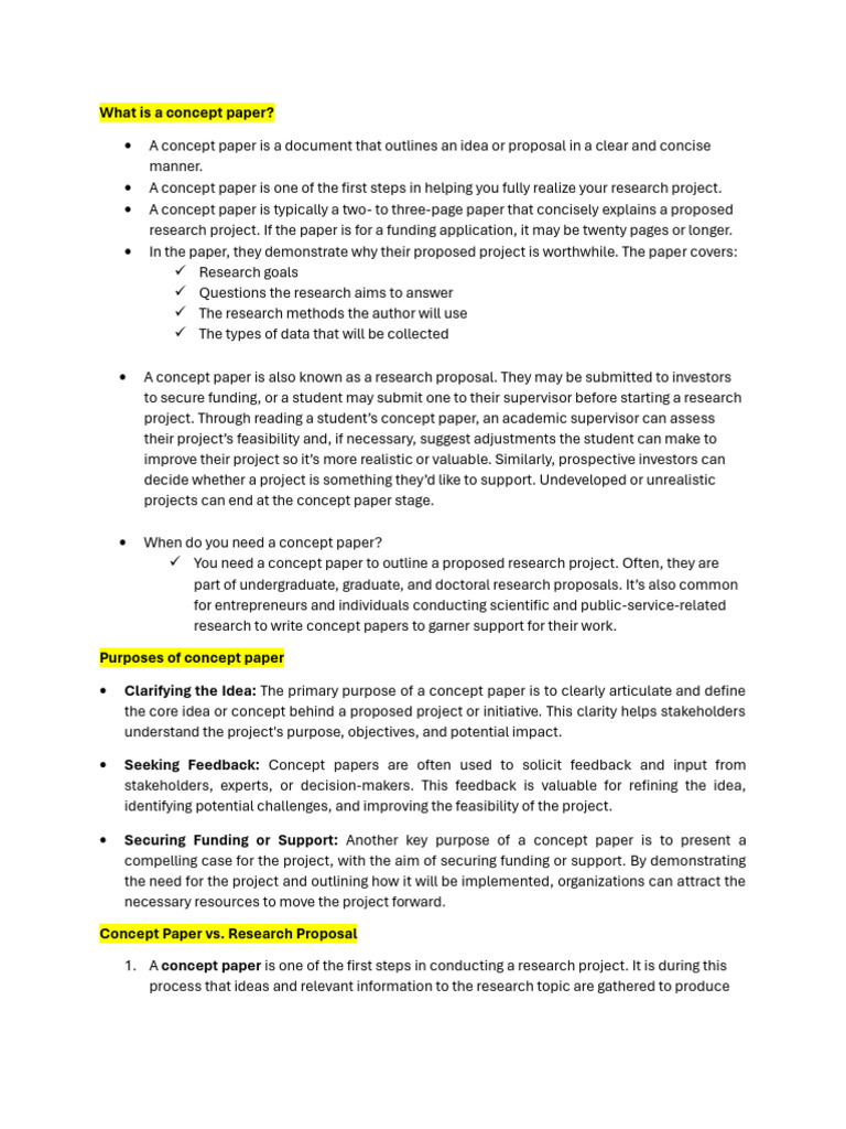 Various Kinds of Concept Paper | PDF | Feasibility Study | Citation