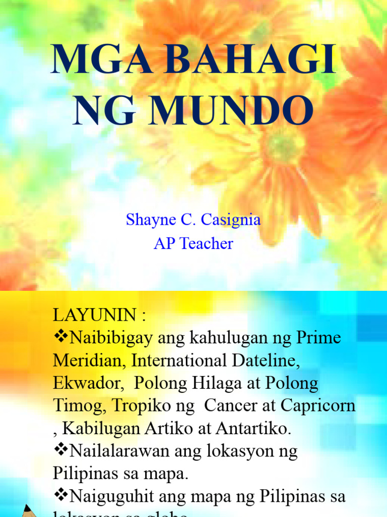 Quarter 1aralin 1-AP 5-MGA BAHAGI NG MUNDO | PDF