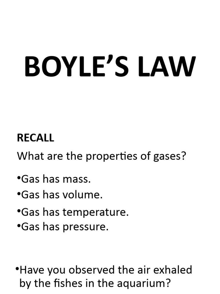 Boyles Law | PDF | Gases | Pressure