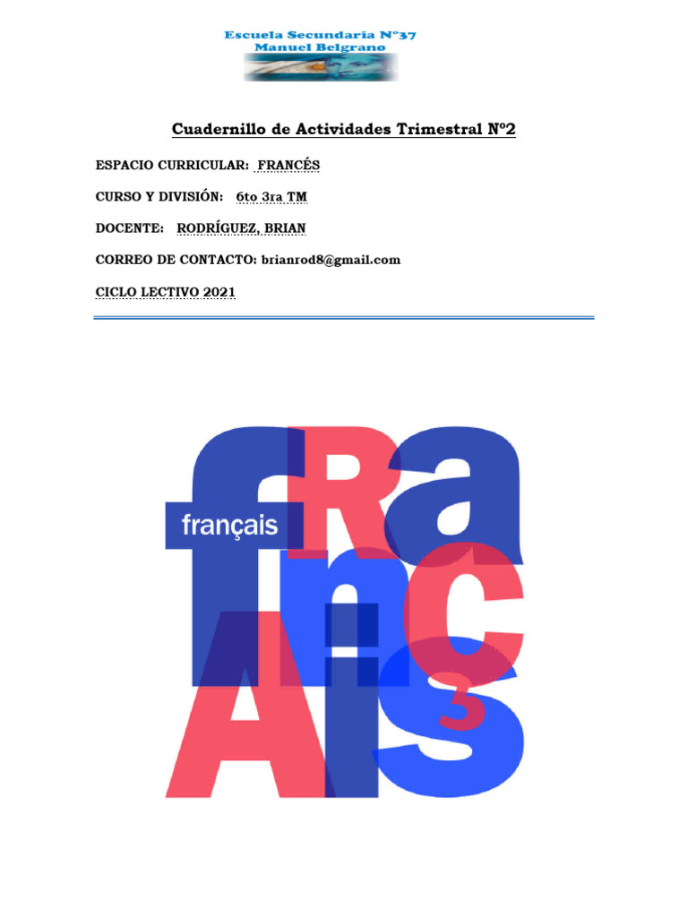 6to 3ra Francés Cuadernillo 2 | PDF | Crecimiento personal y profesional