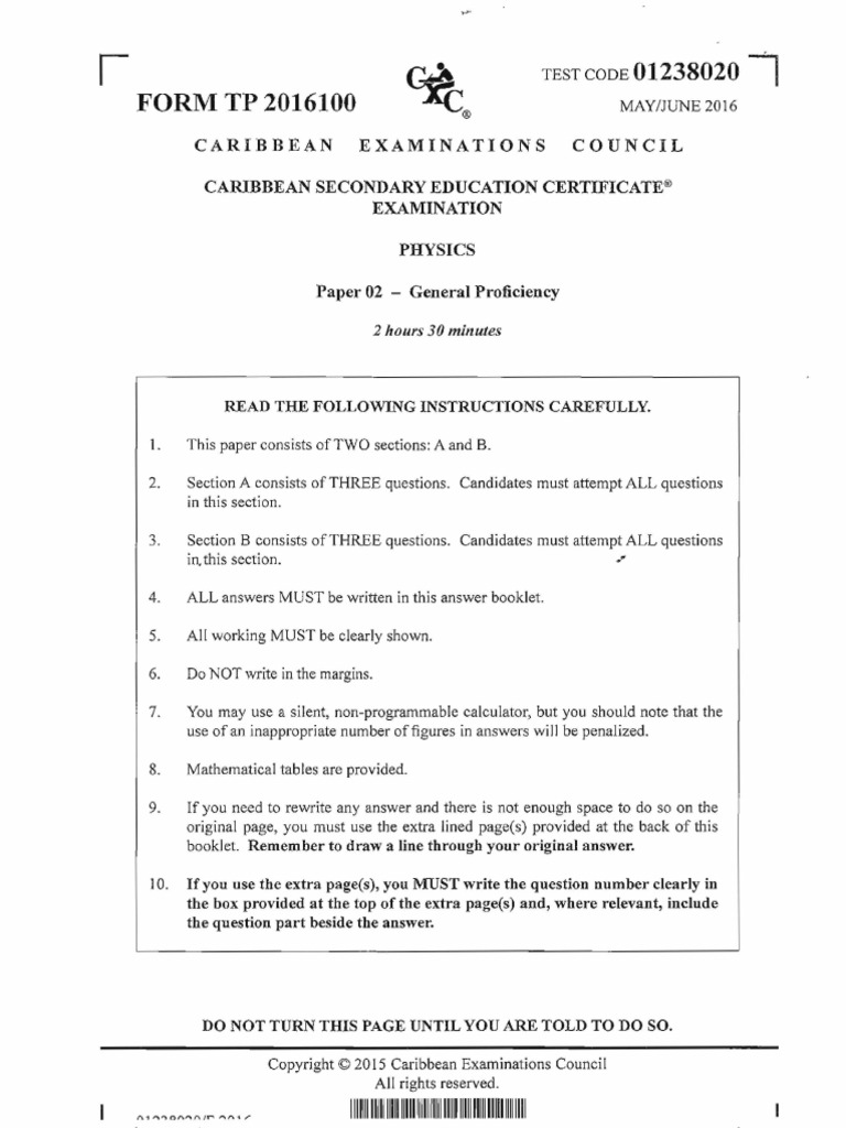 CSEC Physics Paper 2 Booklet (2016 - 2023) | Download Free PDF | Waves | Inductor