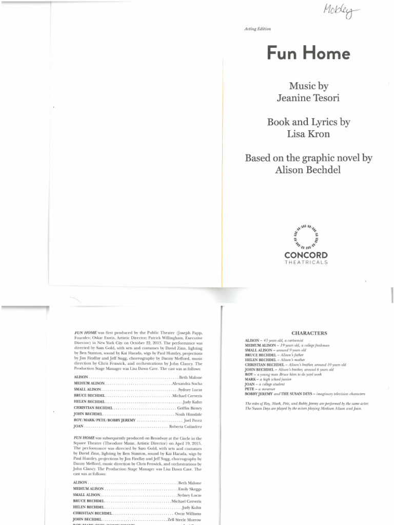 Fun Home by Jeanine Tesori and Lisa Kron | PDF