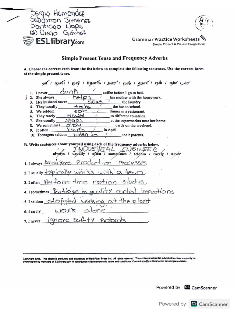 Simple Present Tense and Frequency Adverbs | PDF
