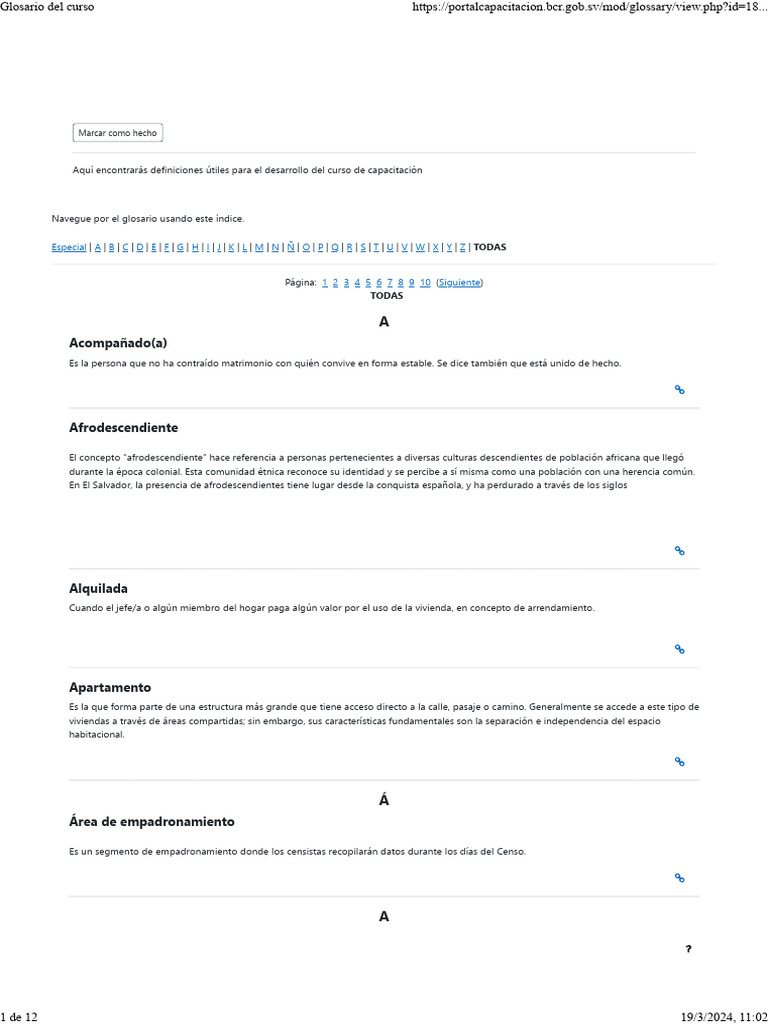 Glosario Del Curso | PDF | edificio | Censo