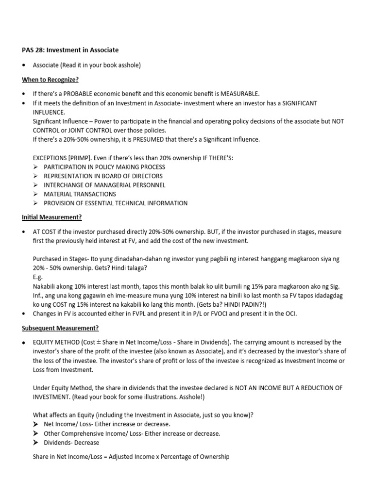 Understanding PAS 28: Investment in Associates | PDF | Investing | Income