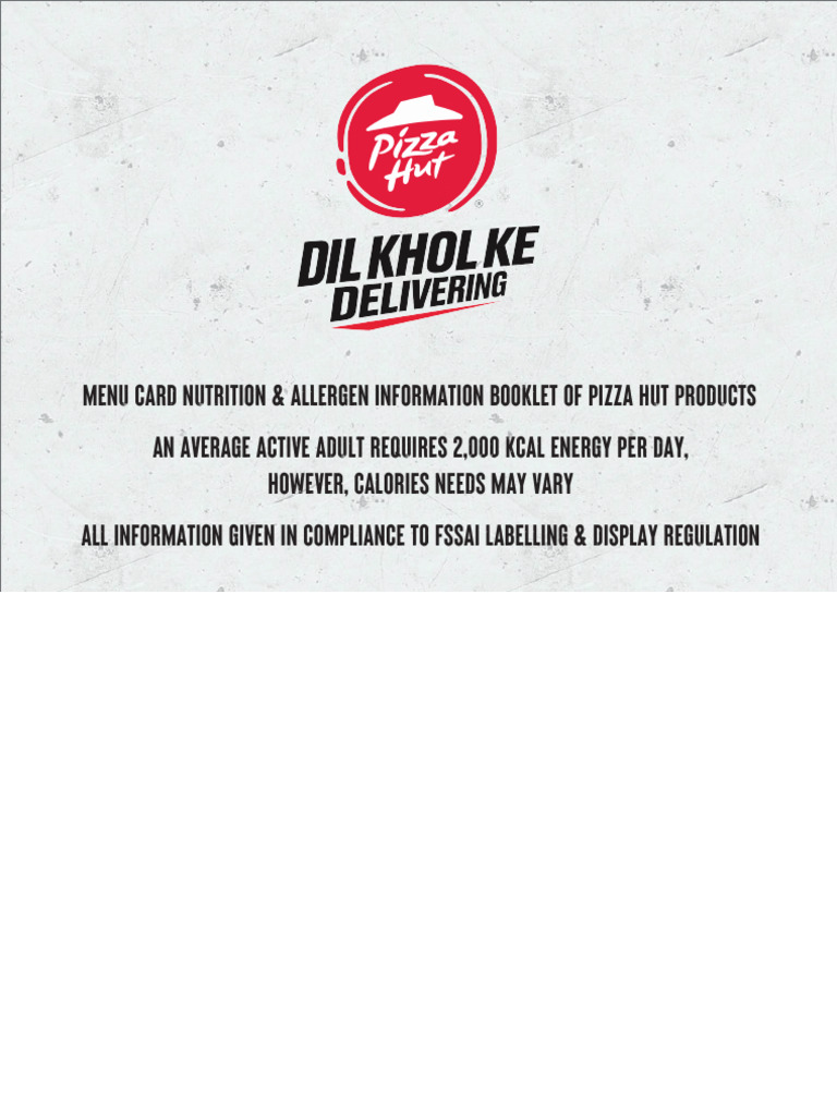 Pizza Hut Nutrition Information Guide | PDF | Pizza | Foods