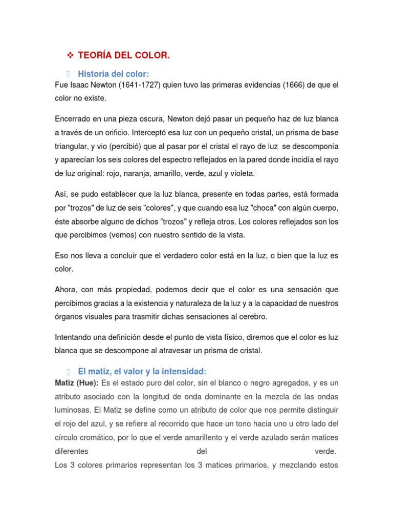 Historia y Teoría del Color | PDF | Color | Percepción visual