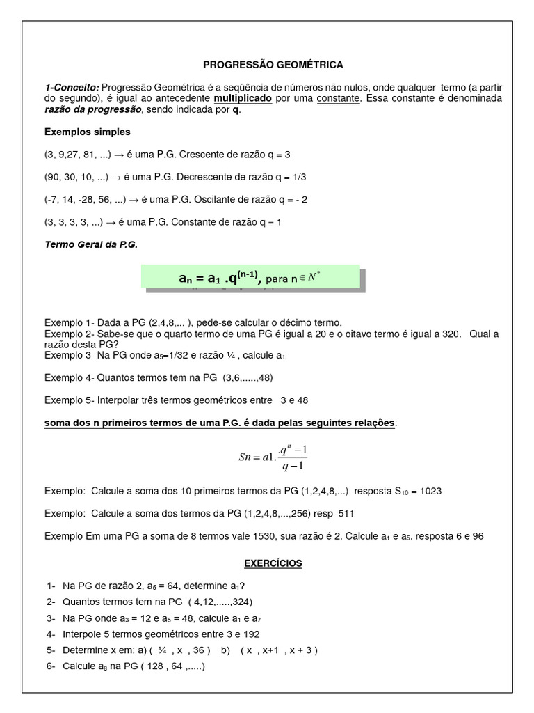 Progressão Geométrica | PDF