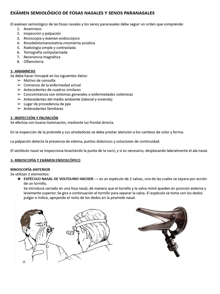 Semiología de Fosas Nasales y Senos Paranasales | PDF | Anatomía humana | Cabeza y cuello humanos