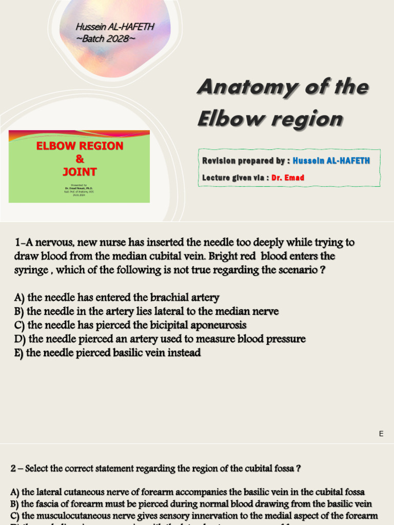 Anatomy Of The Elbow Region Hussein2028 Pdf Elbow Arm