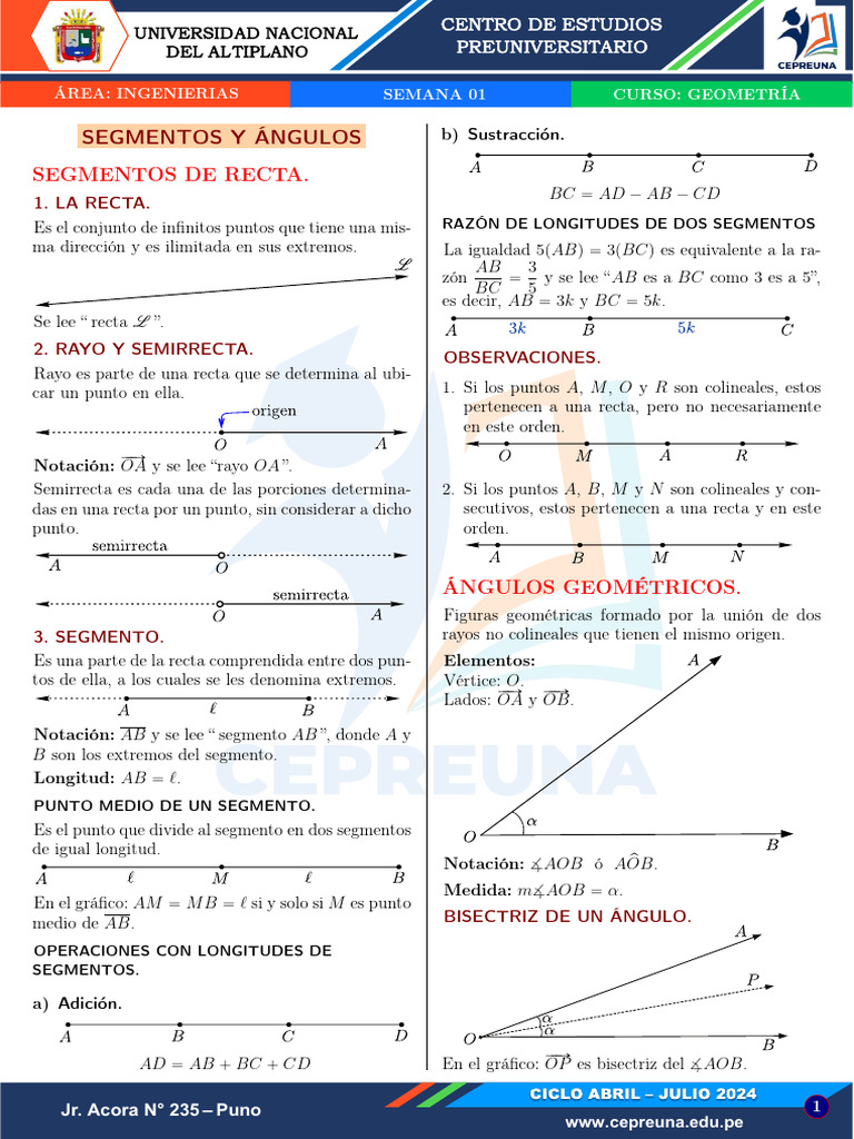 Geometría: Segmentos y Ángulos | PDF | Ángulo | Línea (geometría)