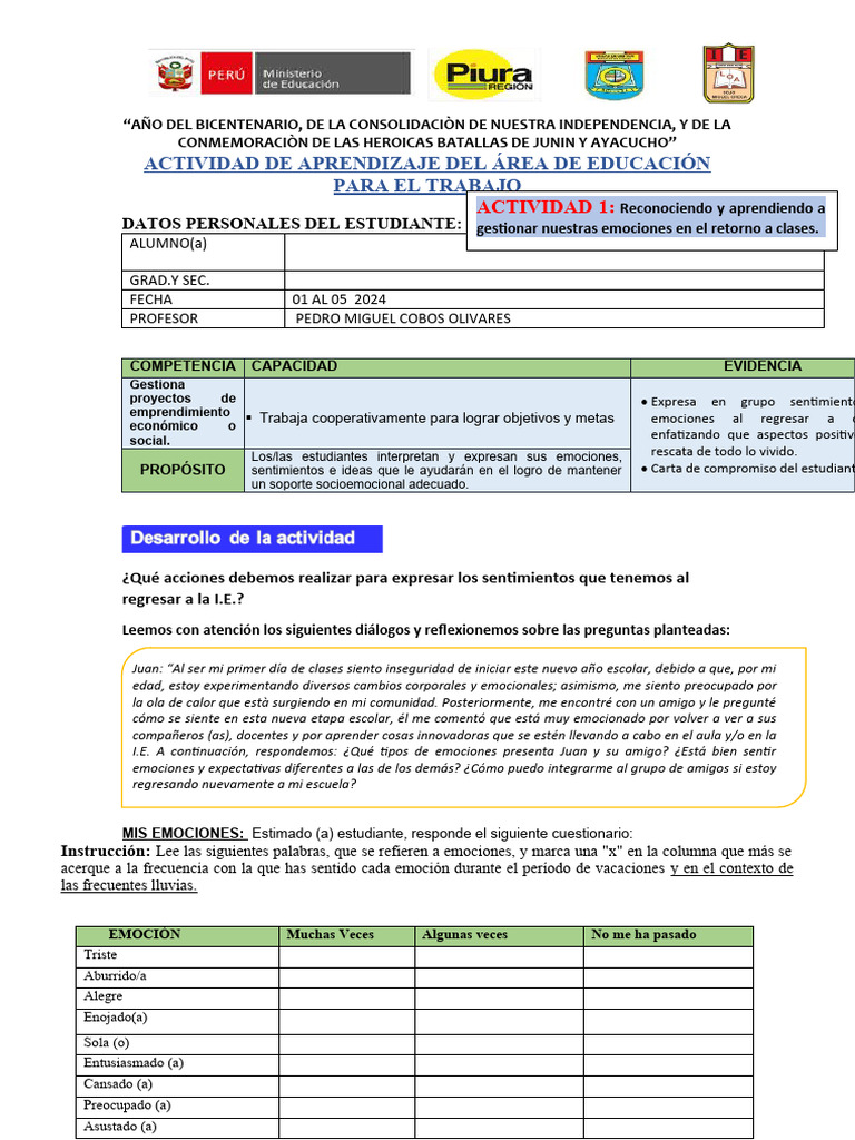 Actividad Ept | PDF | Las emociones | Conceptos psicologicos