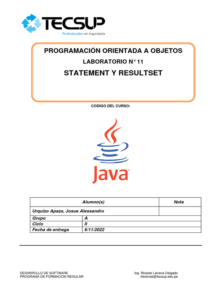 Lab S11 RLLD 2022 02 | PDF | Mi sql | Java (lenguaje de programación)