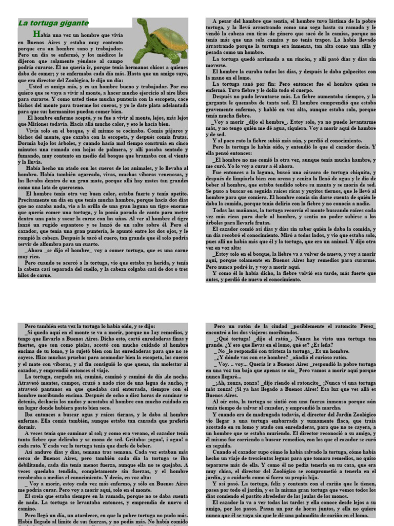 Cuento La Tortuga Gigante Pdf