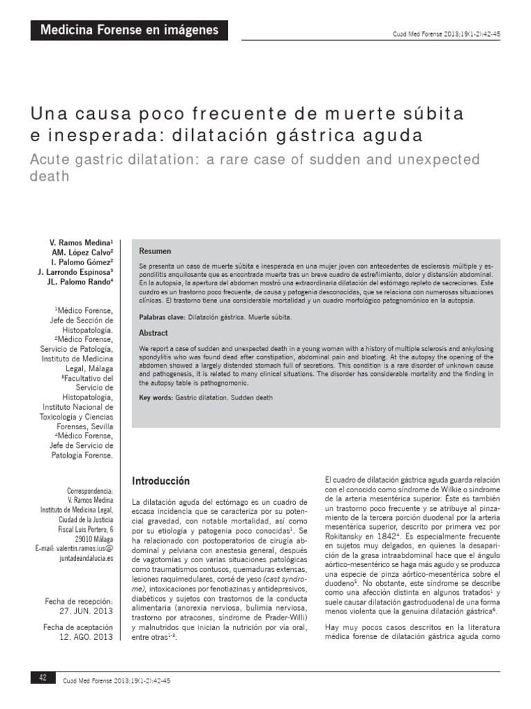 Una Causa Poco Frecuente de Muerte Súbita e Inesperada | PDF | Estómago ...