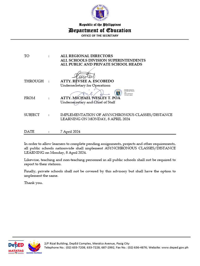 Memo Implementation of Asynchronous Classes On April 8 1 | PDF