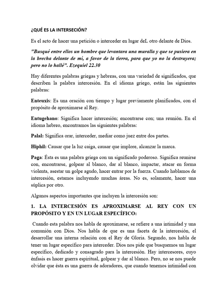 Qué Es La Interseción | Descargar gratis PDF | Intercesión | Oración