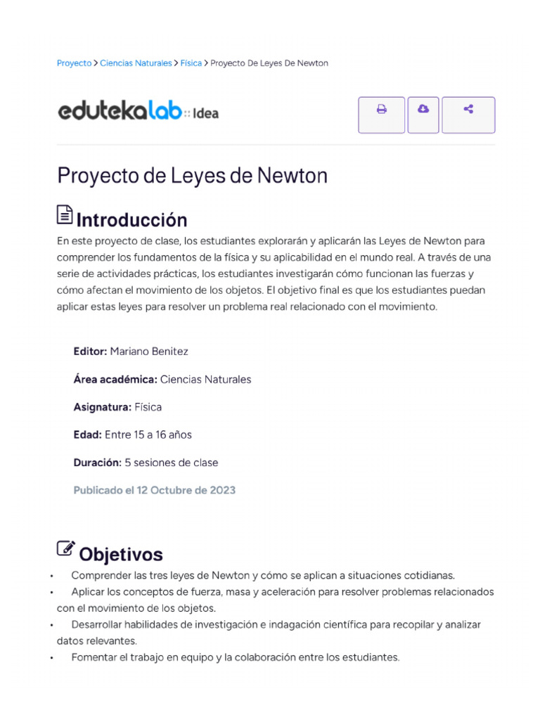 Proyecto de Leyes de Newton | PDF