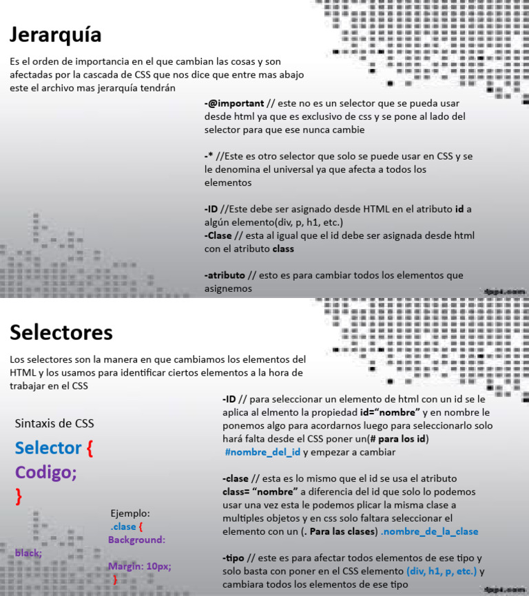 Jerarquía y Selectores en CSS | PDF | HTML | Desarrollo web