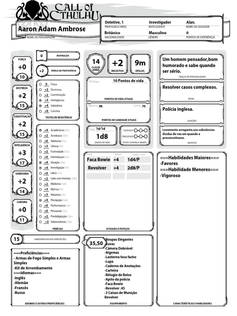CDMV 5e - Ficha Completavel 1 | PDF