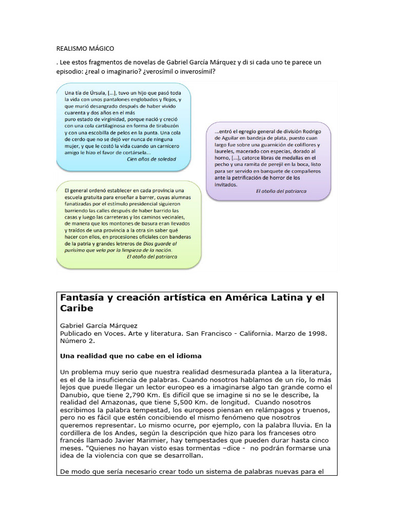 Realismo Mágico - 5to | PDF | Libros para adolescentes | Ficción general
