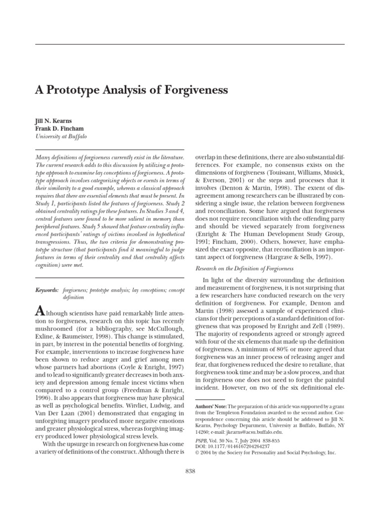 Kearns & Fincham 2004 | PDF | Forgiveness | Concept