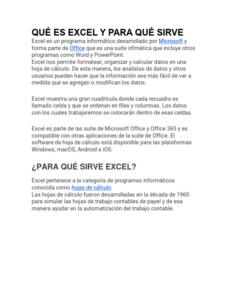 Cápsula 1QUÉ ES EXCEL Y PARA QUÉ SIRVE | PDF | Microsoft Excel ...