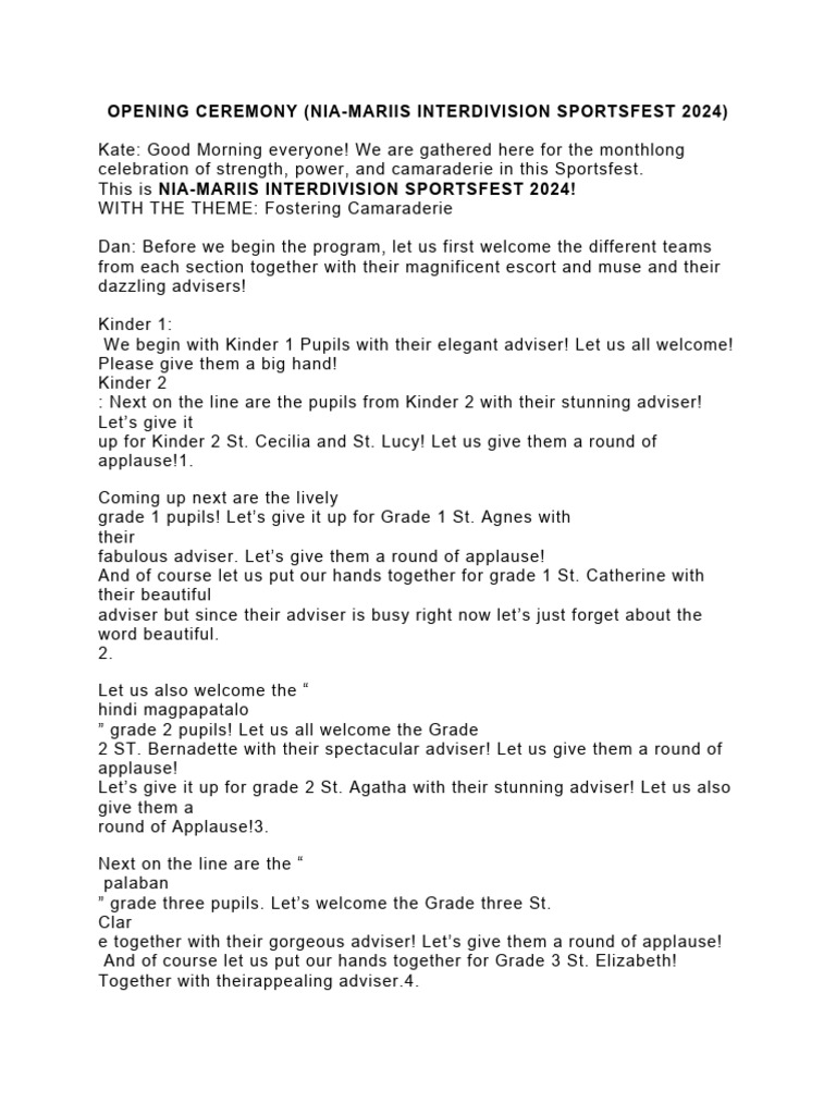 Sportsfest Script | PDF