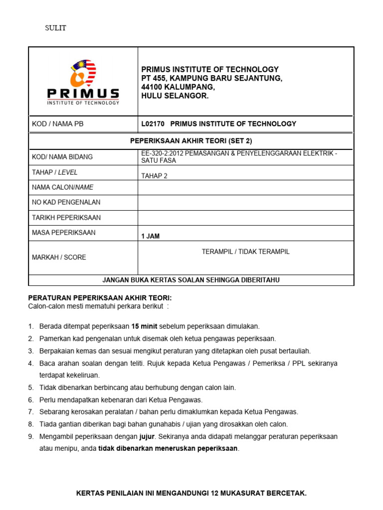 Penilaian Akhir Teori Set 2 | PDF