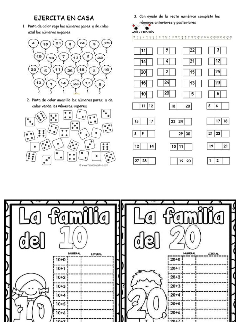 Actividades de la familia del 10 al 20 | PDF