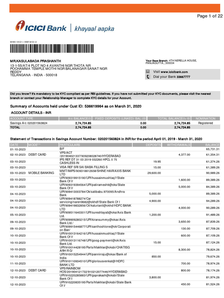 09 September 2024 - To 09 April 2024 Icici | Download Free PDF | Banks ...