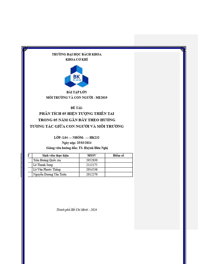Báo Cáo BTL - ME2019 - L04 - HK232 | PDF